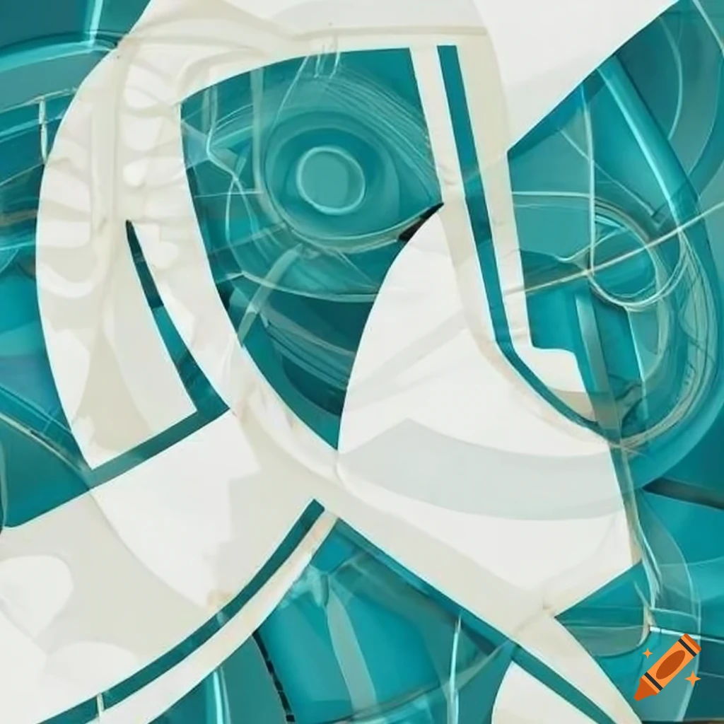 Abstraction white and cyan