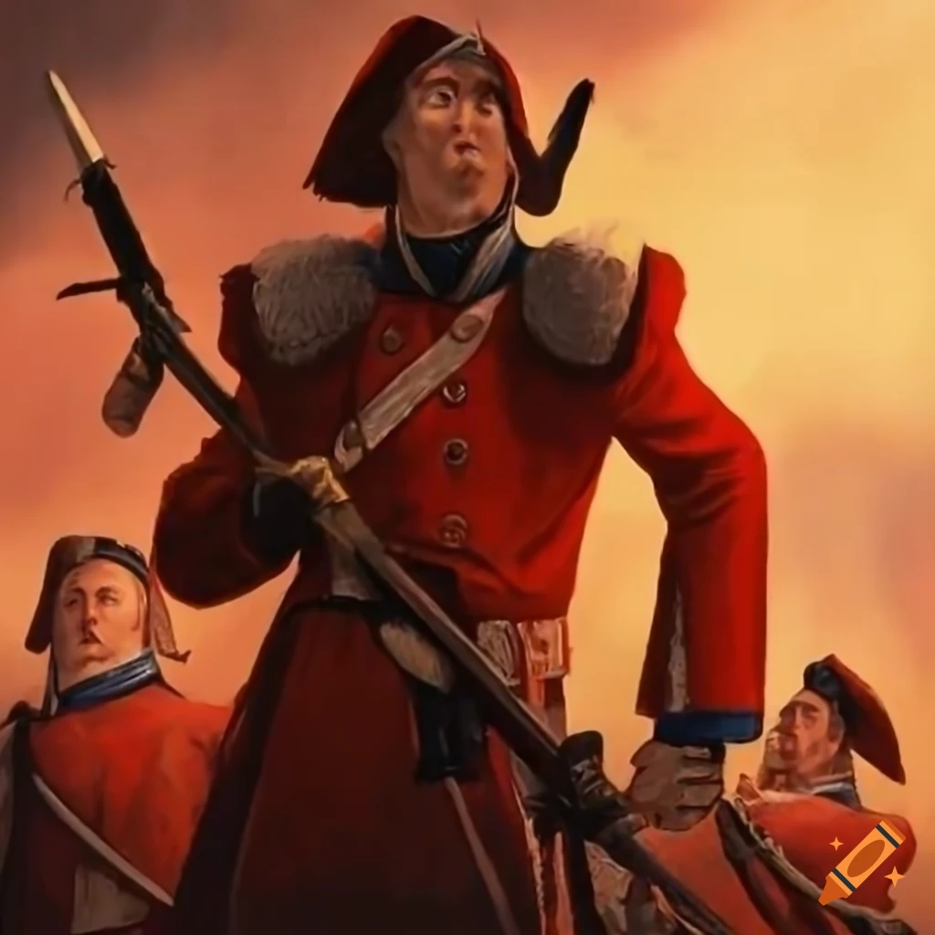 Battle between redcoat and karoliner on Craiyon
