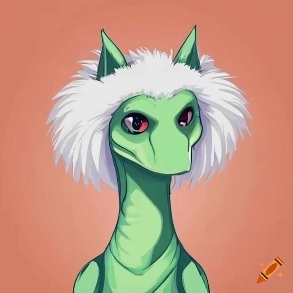 Lizard with white fur on head and back on Craiyon