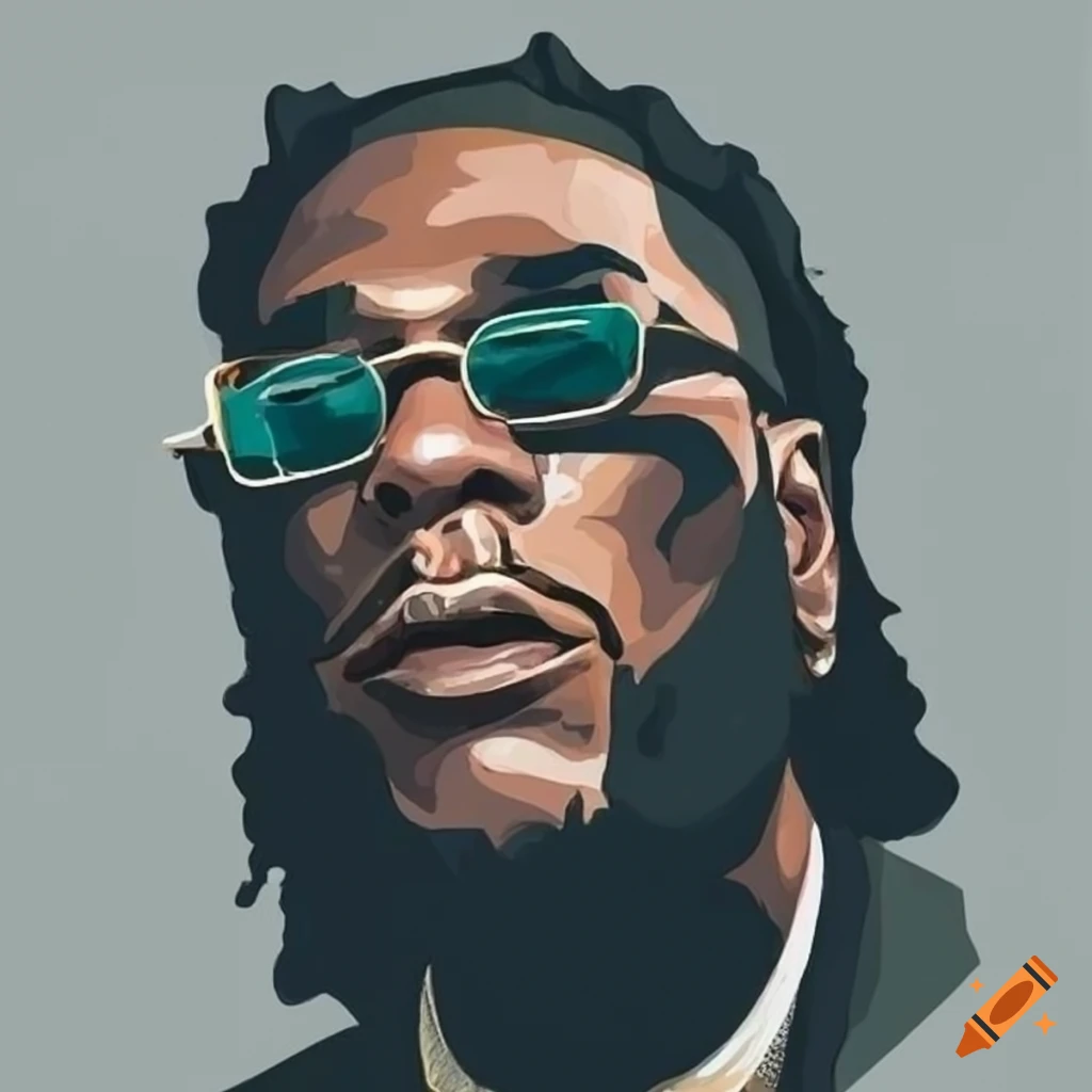 Portrait sketch of burna boy with sunglasses on Craiyon