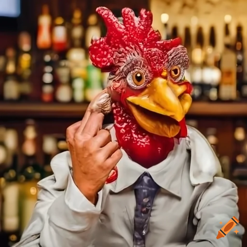 A humanoid rooster who owns a bar