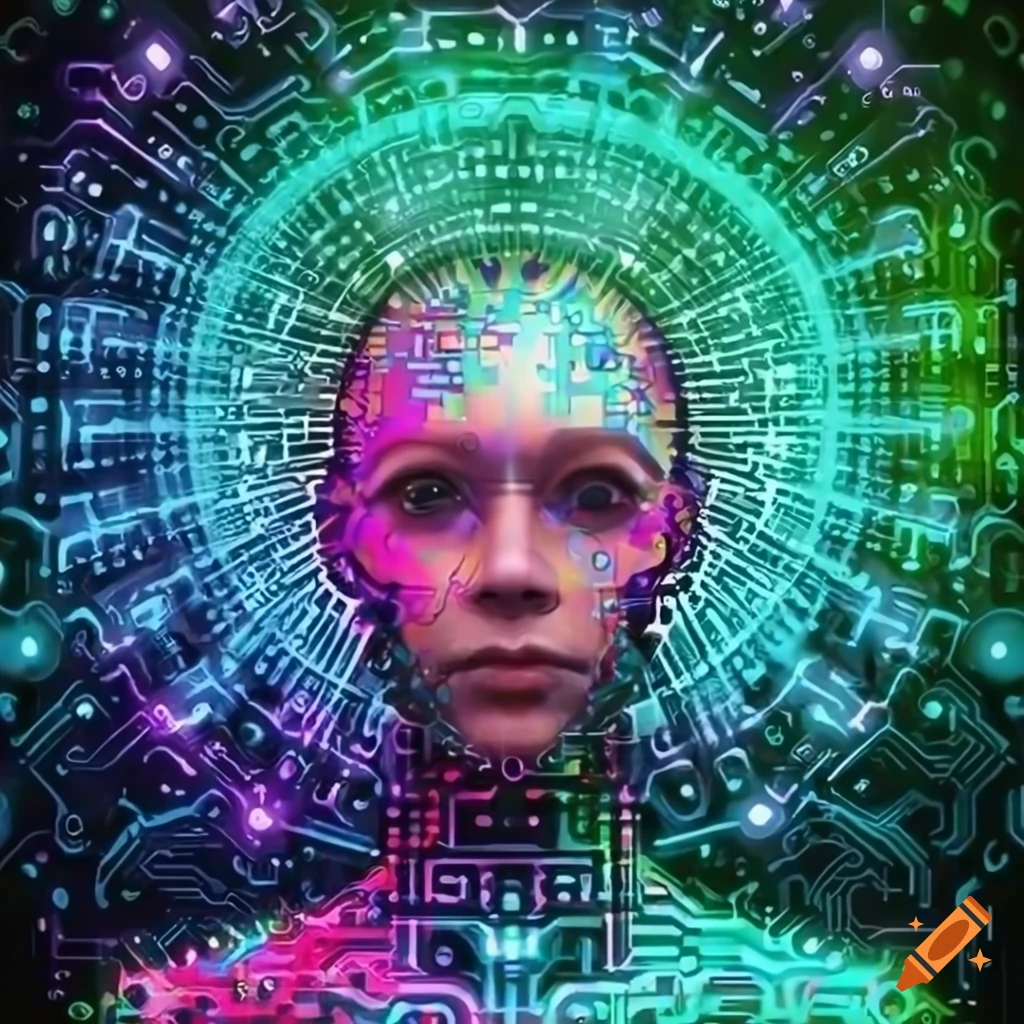 Book cover for artificial intelligence with vibrant colors and ai symbol on Craiyon