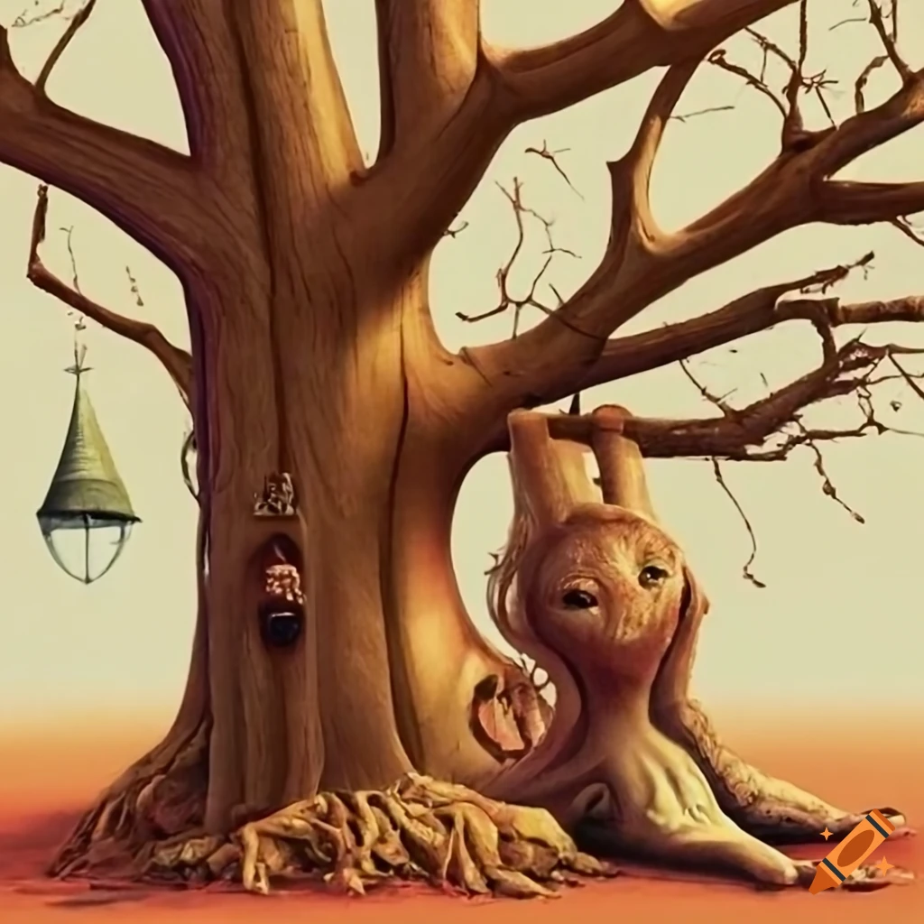 At the base of the tree, a dusty chest