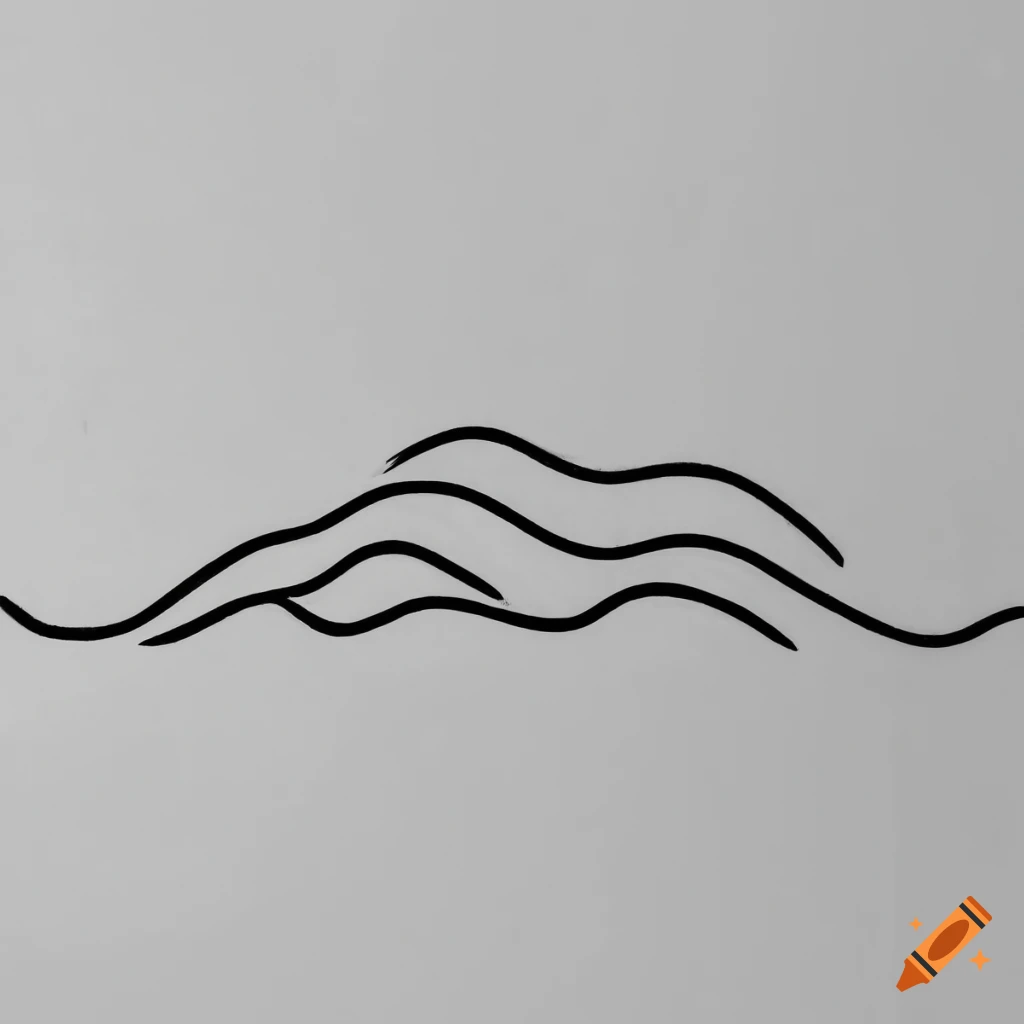 Minimal line logo of wave, pencil art on Craiyon