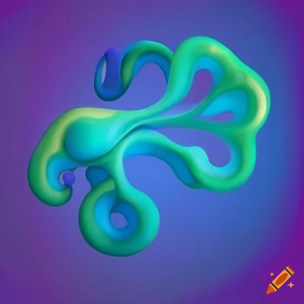 Biomorphic shape with tentacles, on a sky blue background in the style of kandinski. strong ...
