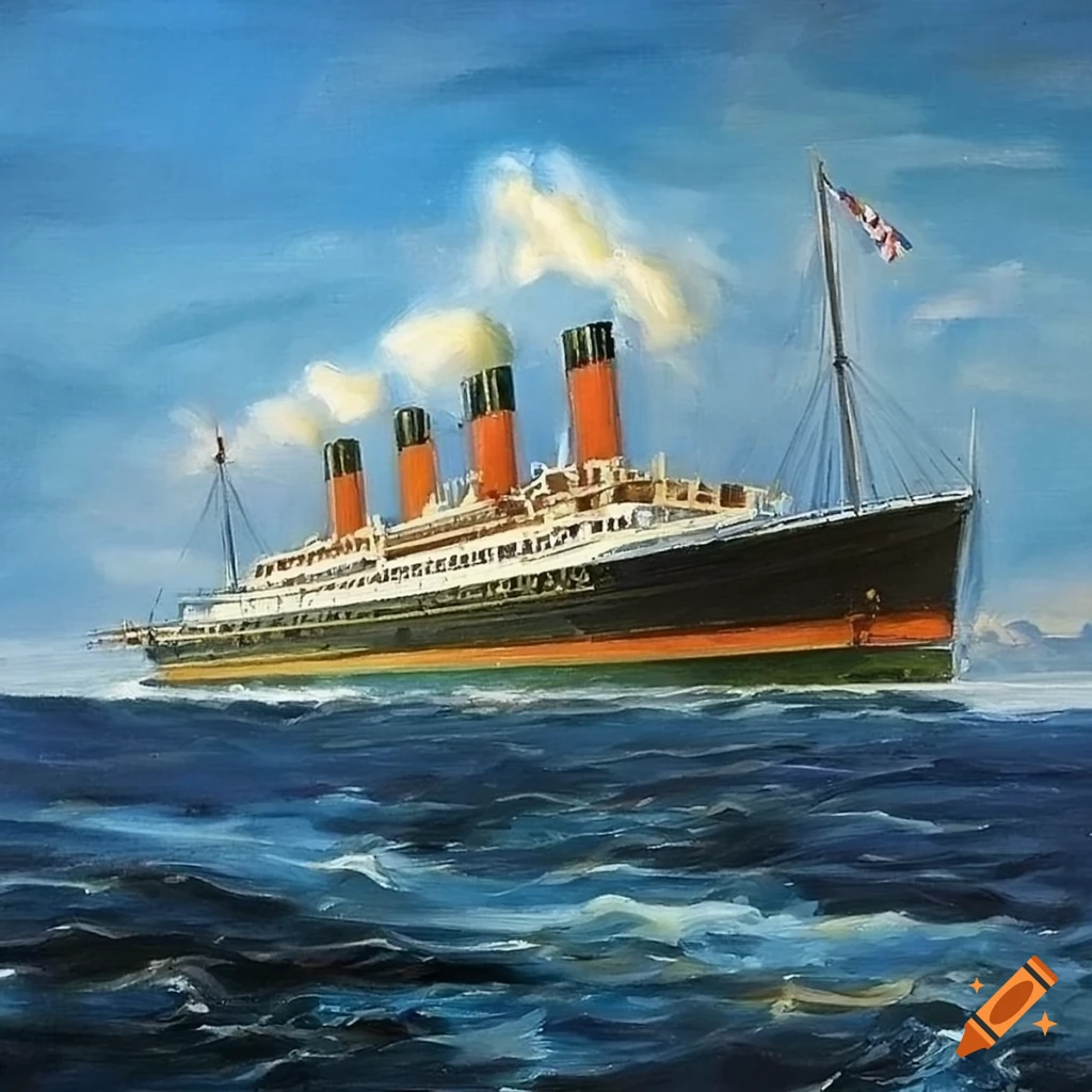 Classic vintage steam ocean liner, oil painting on Craiyon