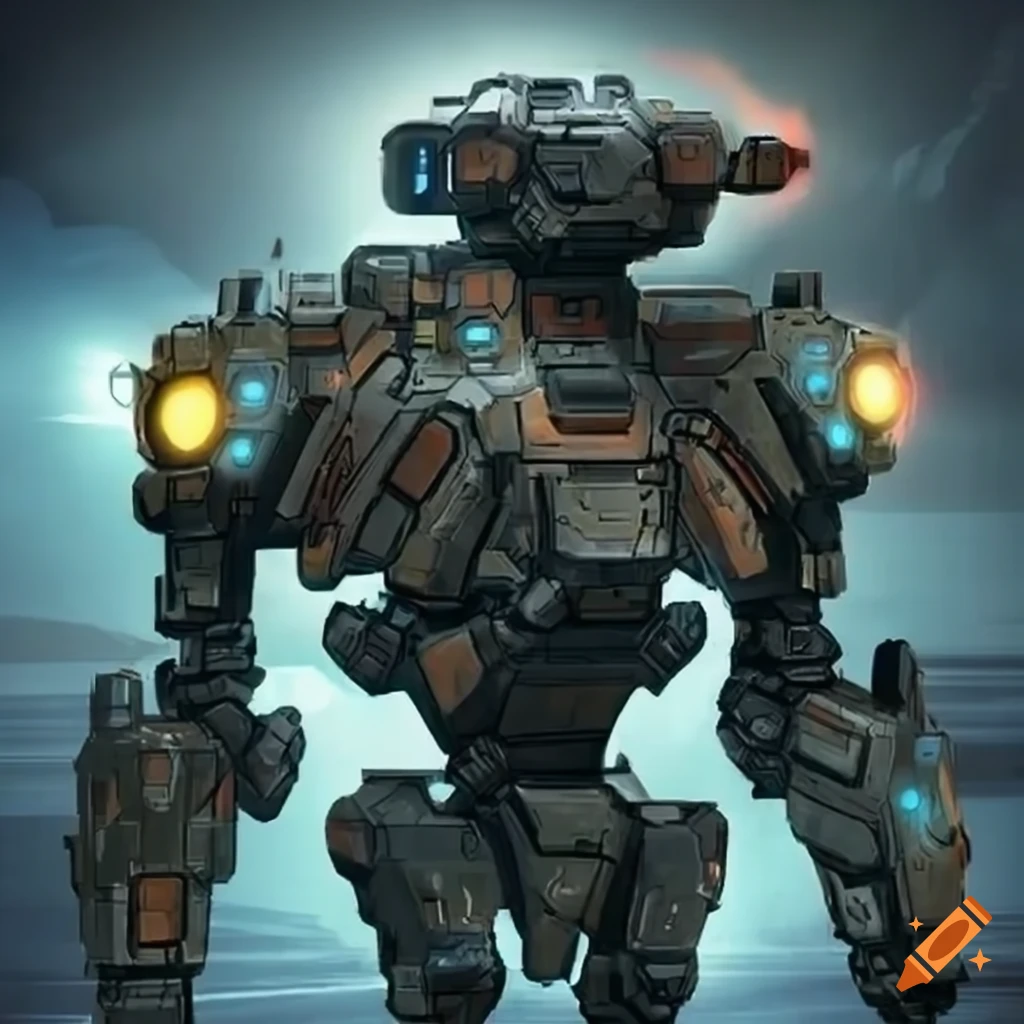 Futuristic battle mech on Craiyon