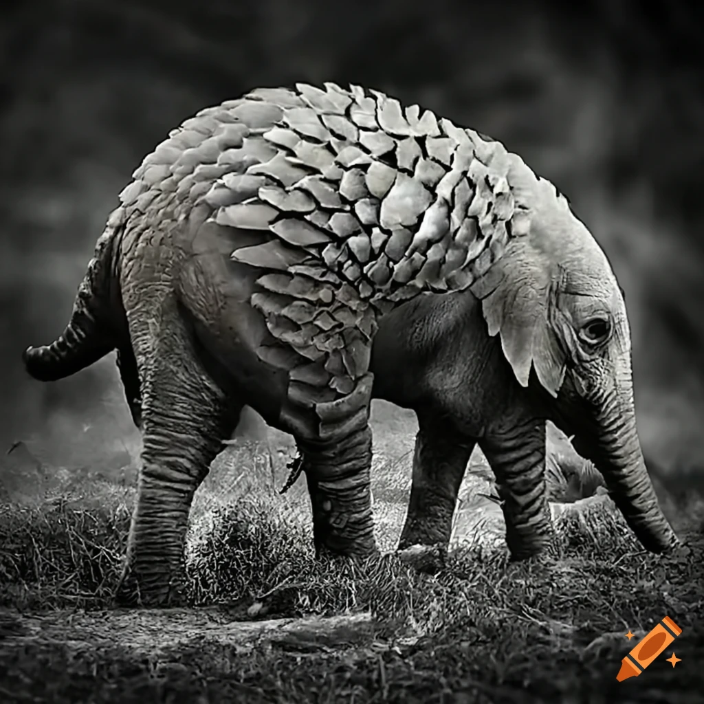 An imaginary elephant-pangolin hybrid monster on Craiyon