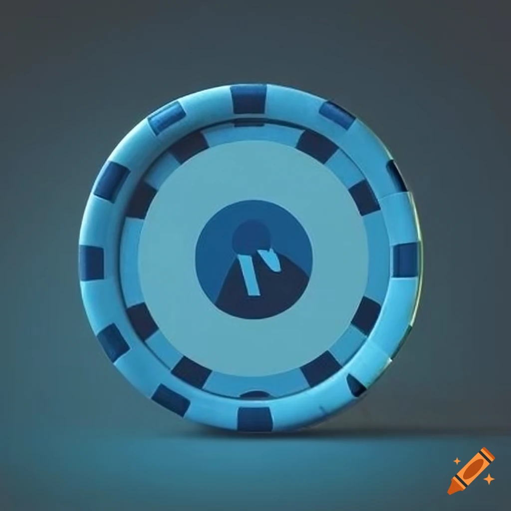 A blue casino chip, flat, perfect circle on Craiyon