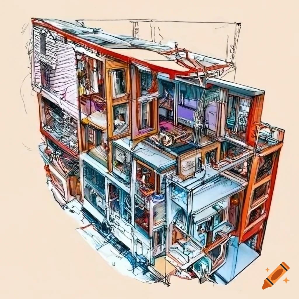 Technical drawing cutaway
