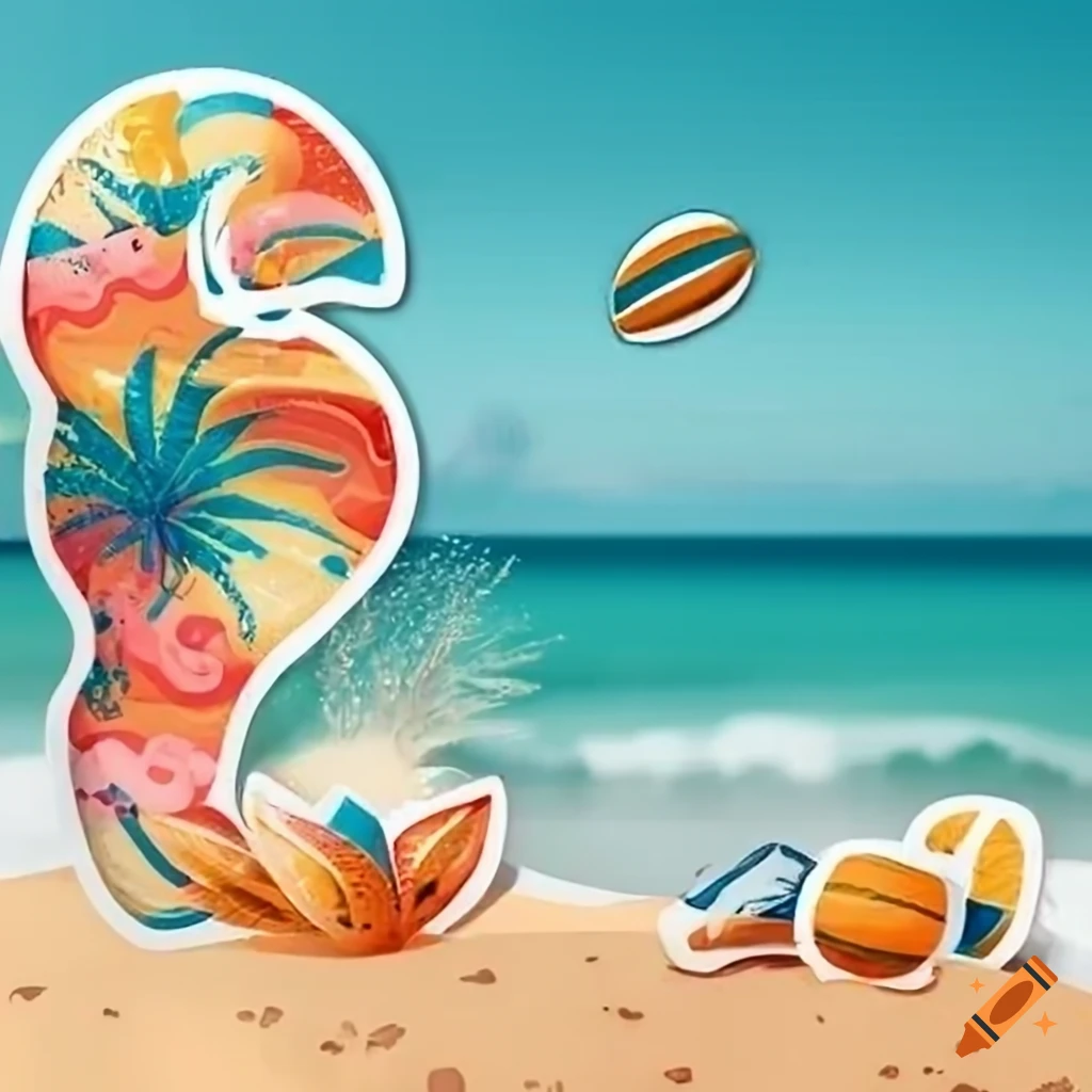Printable beach-themed stickers summer on Craiyon
