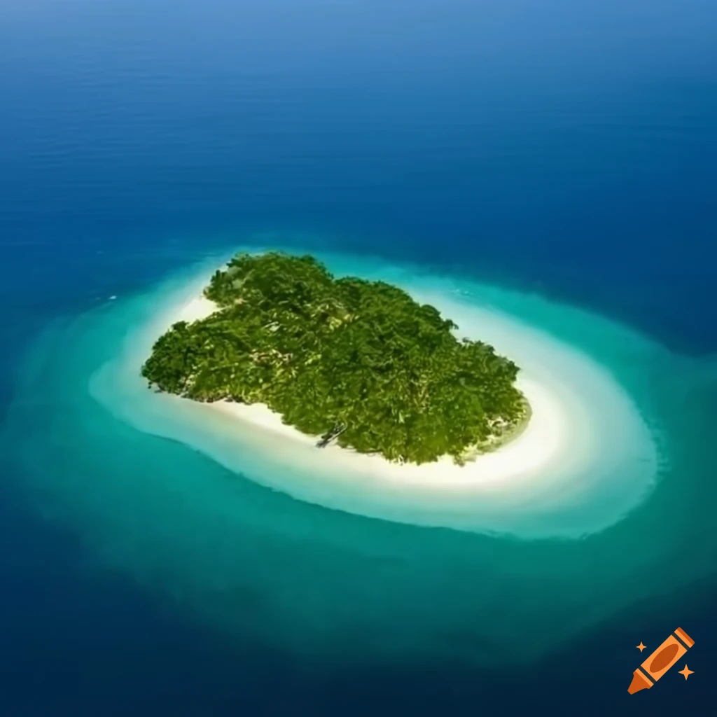 Tropical island aerial view on Craiyon