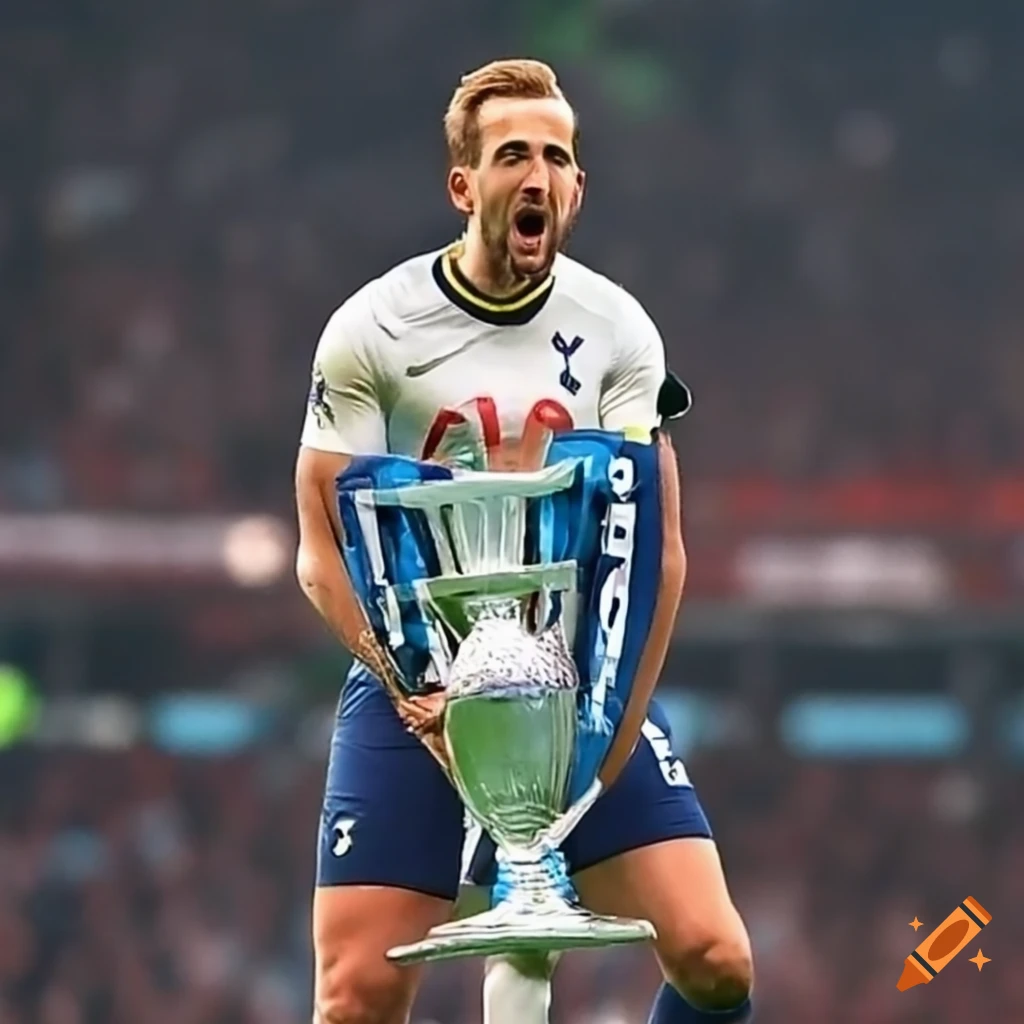 Harry kane lifting premiere league trophy on Craiyon