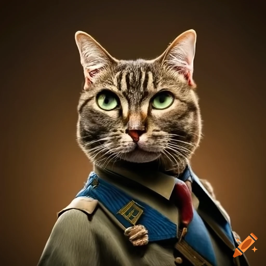 A cat dressed in a wwi uniform