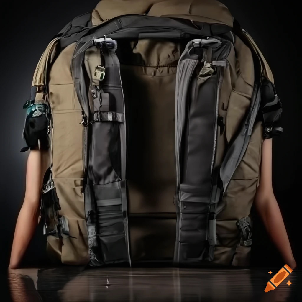 A photorealistic image of a man with his back turned putting things ...