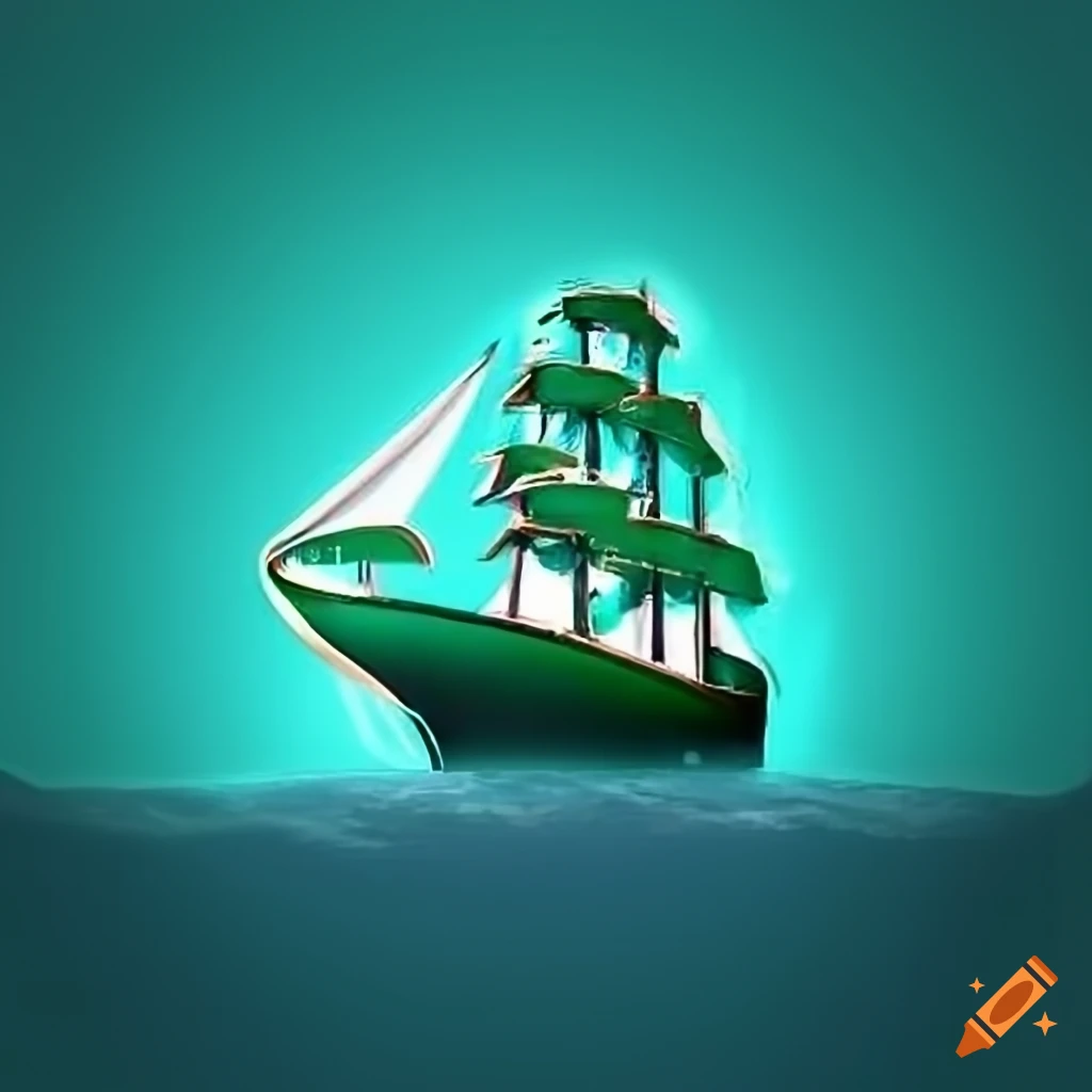Colorful, green ships logo, text "ST" on Craiyon