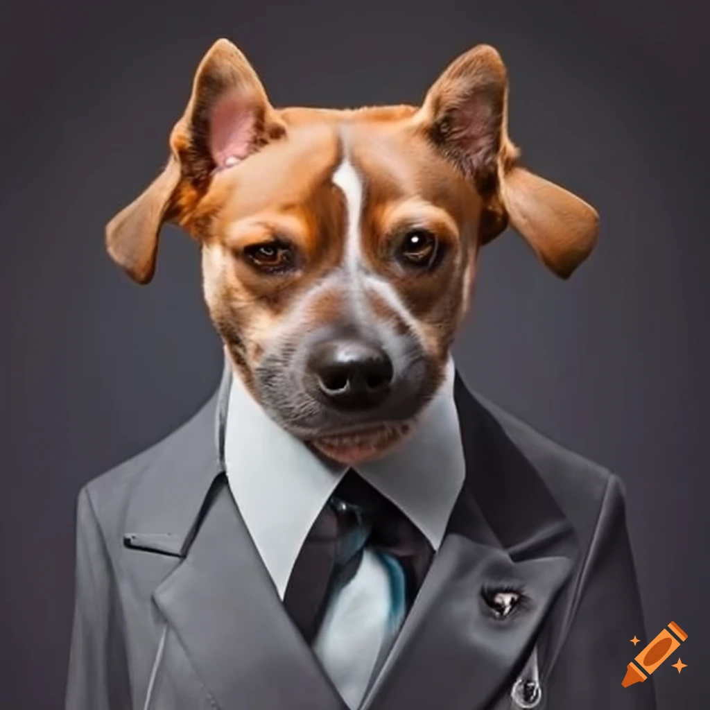 A dog dressed as a banker on Craiyon