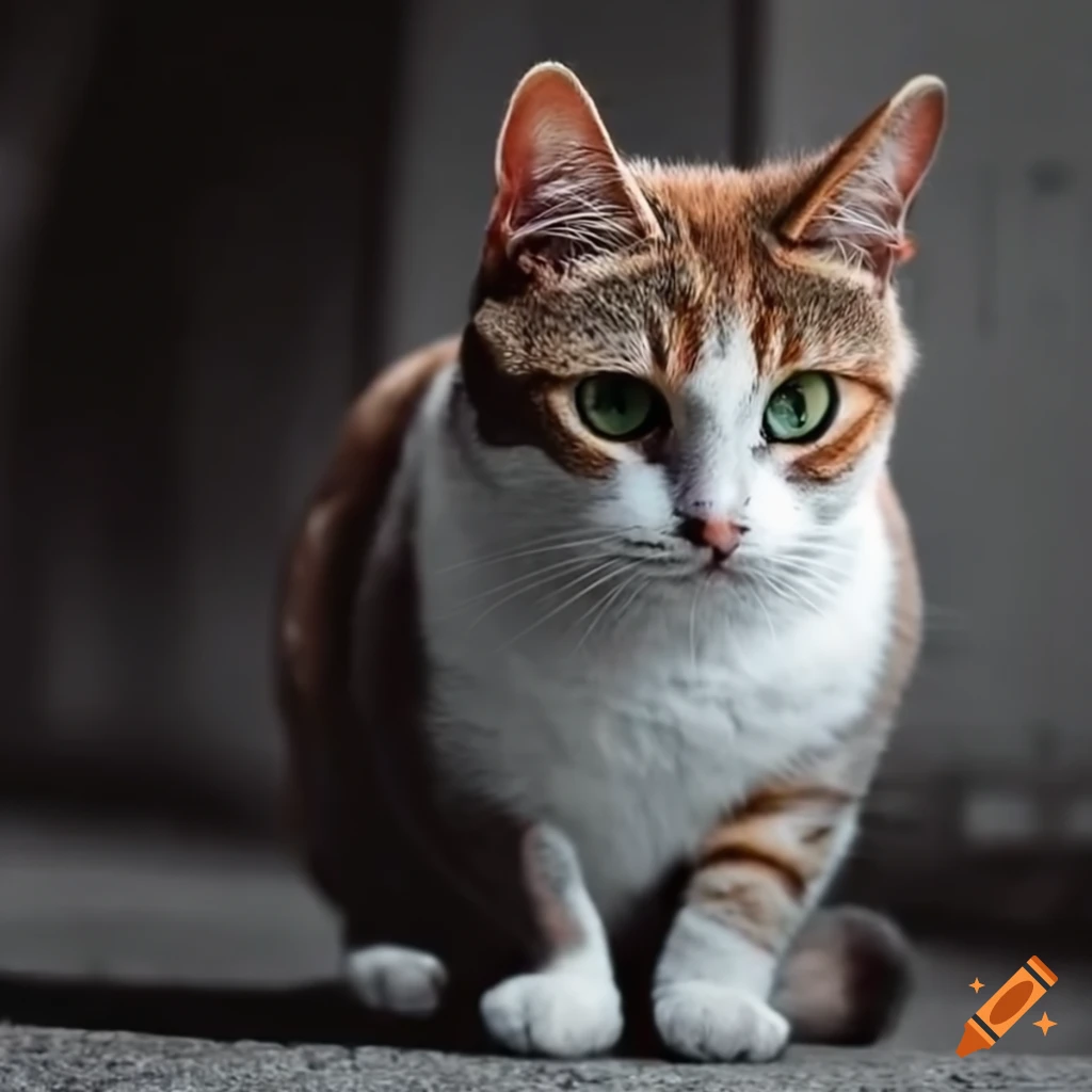 A cat of random color walks on the street on Craiyon