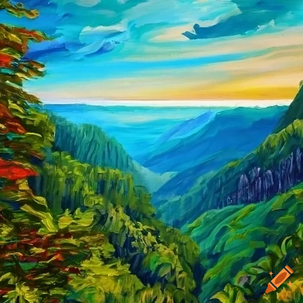 Blue mountains, Jamaica. Painting in the style of Barrington Watson on ...