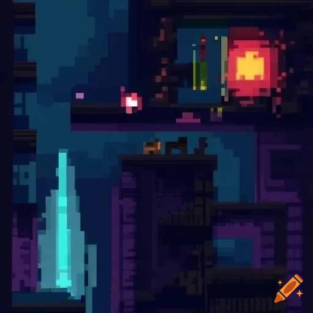 Shmup background with astraea pixelart