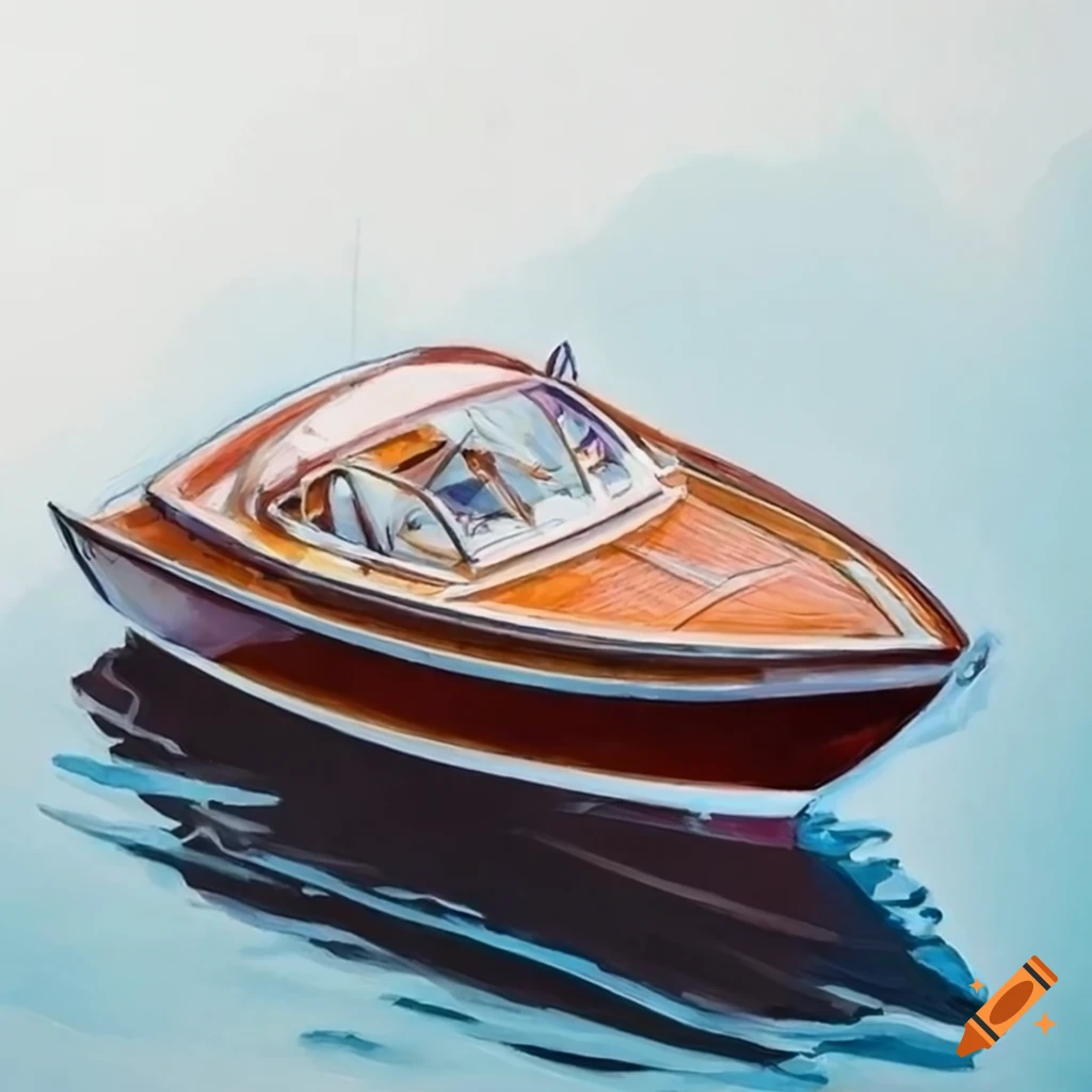 Painting riva boat with white background