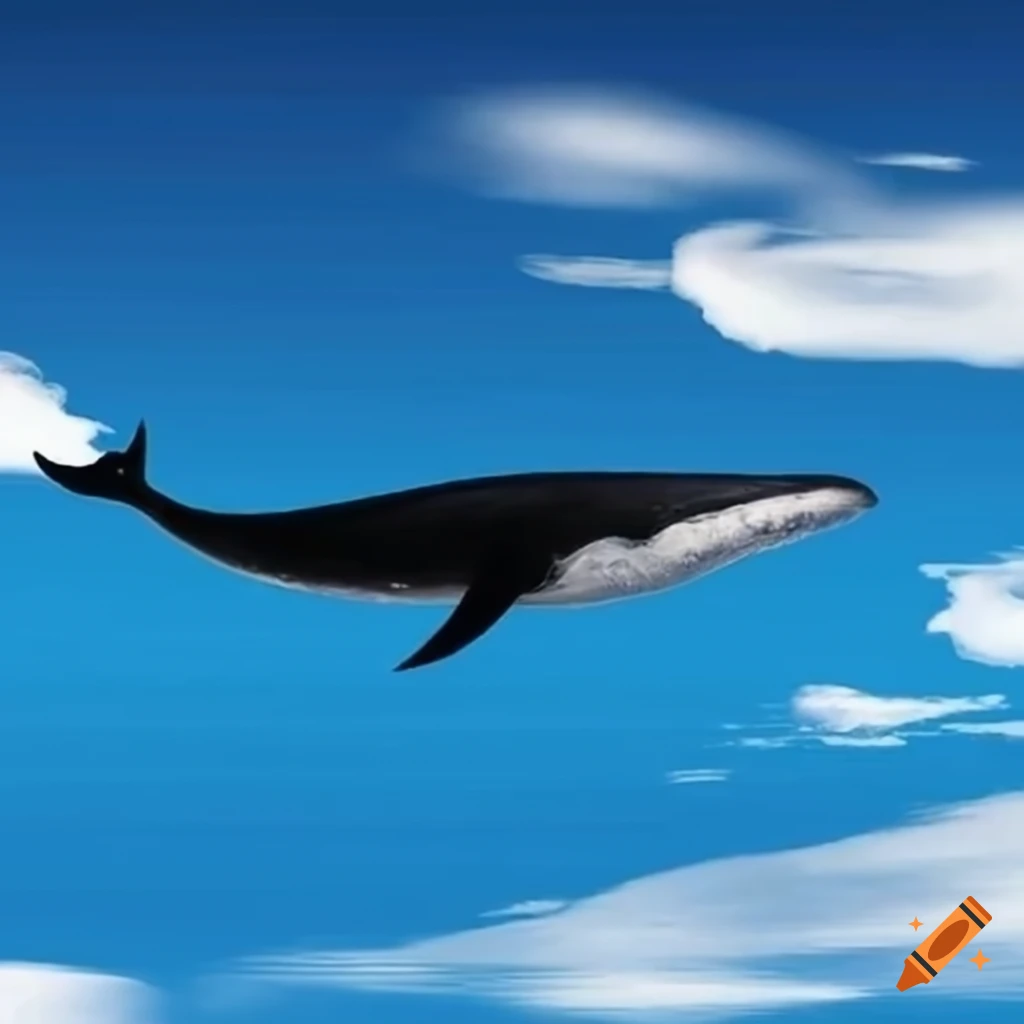 A whale floating in the sky and surrounding with clouds on Craiyon