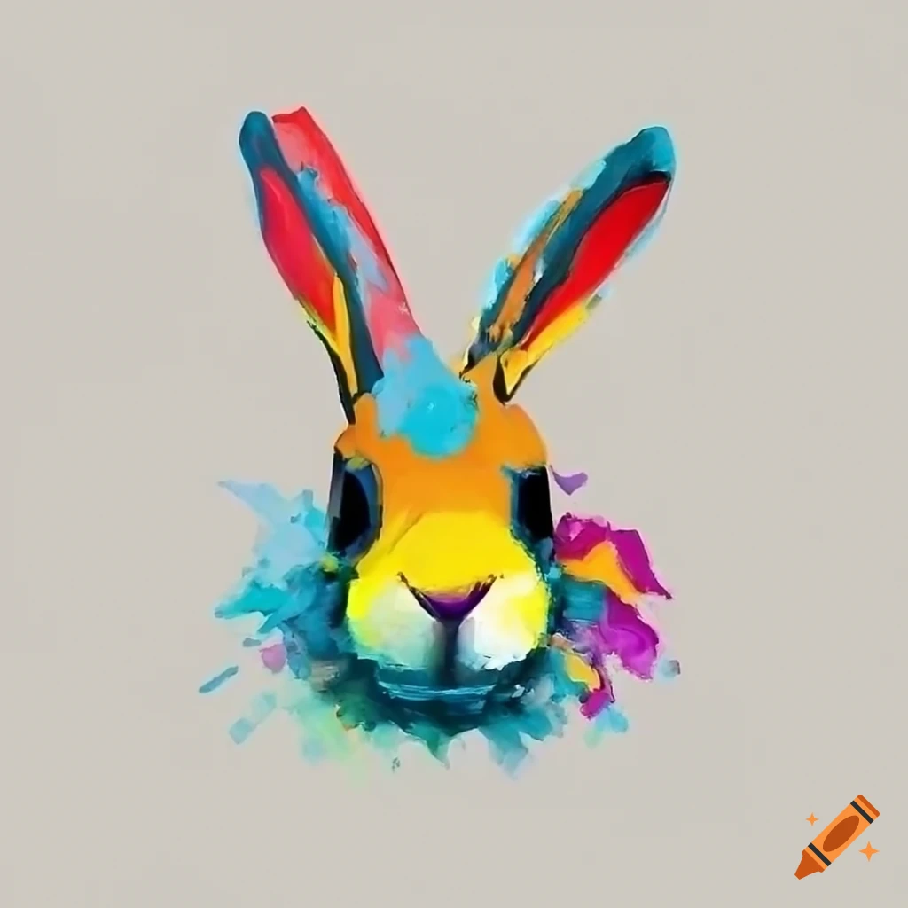Abstract bunny with a paintbrush, creative and fun on Craiyon