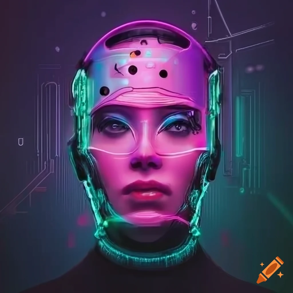 Artificial intelligence book cover colorful neon on Craiyon