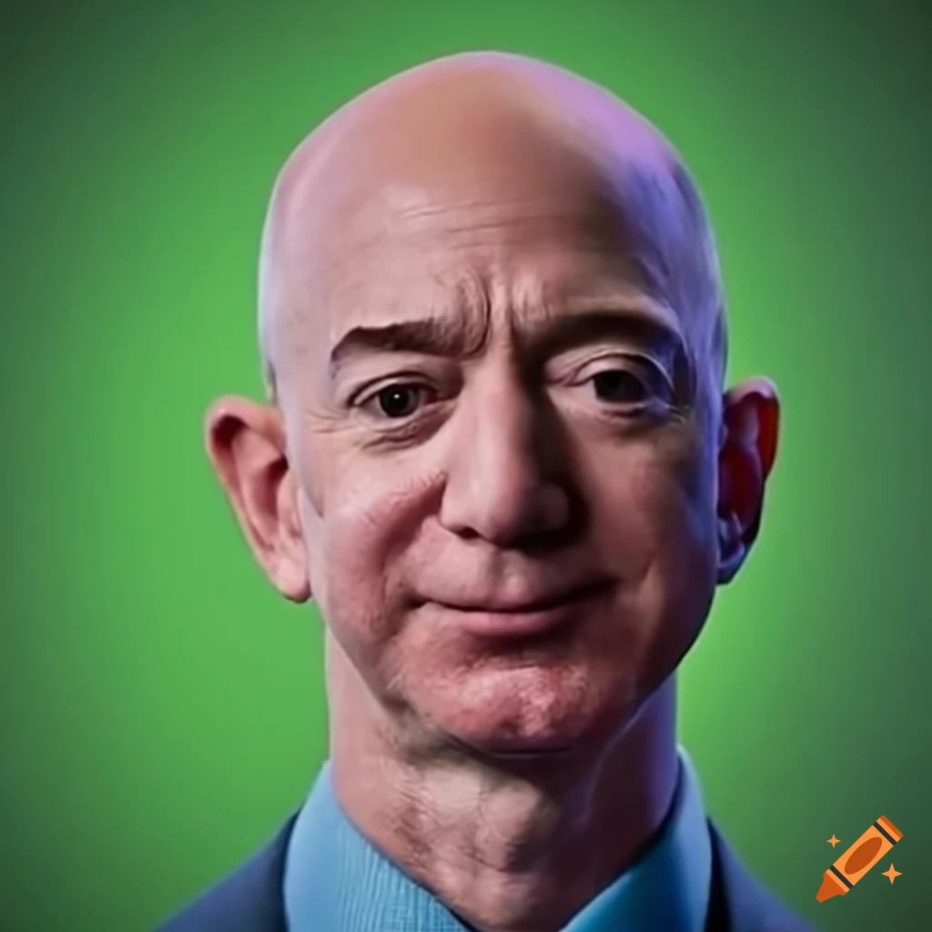 Very pale jeff bezos with no eyebrows in front of a green screen on Craiyon