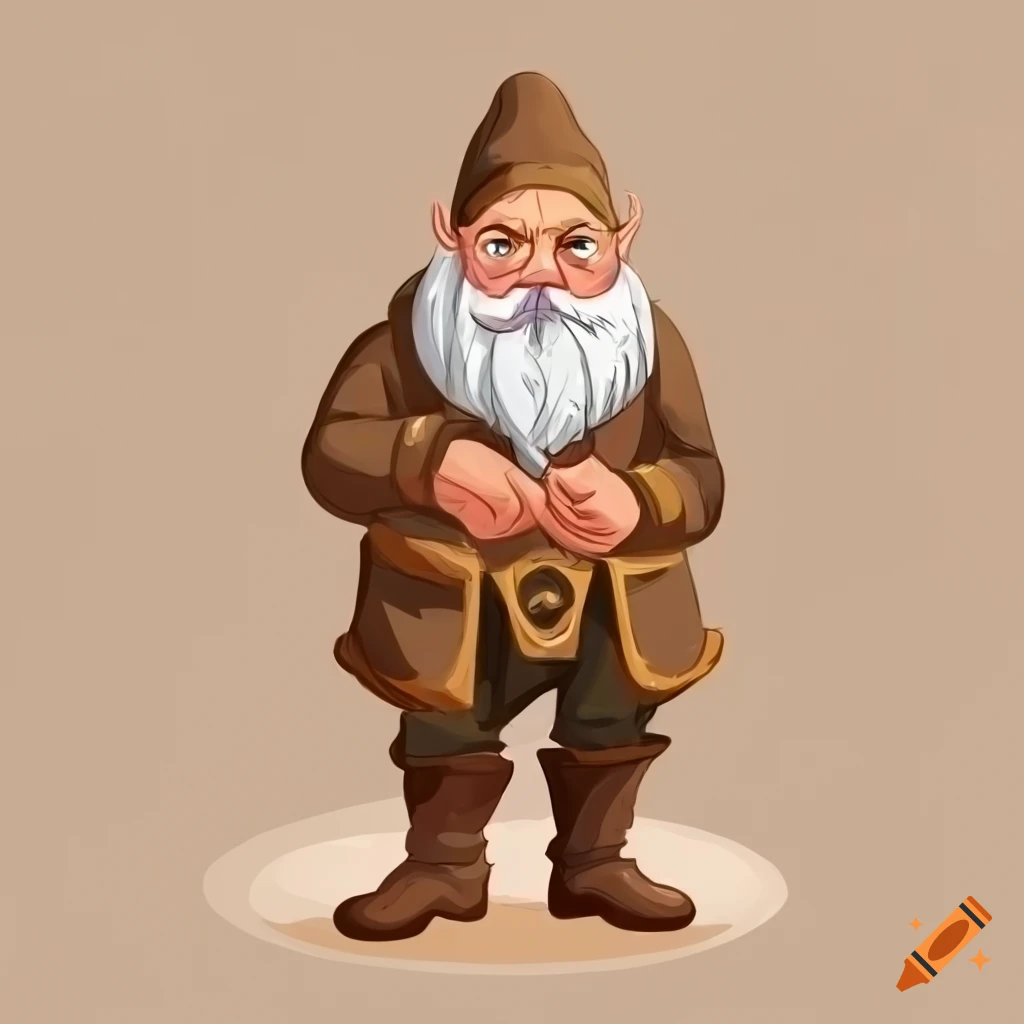 Dwarf, full-length, looking straight ahead. in old clothes. cartoon style