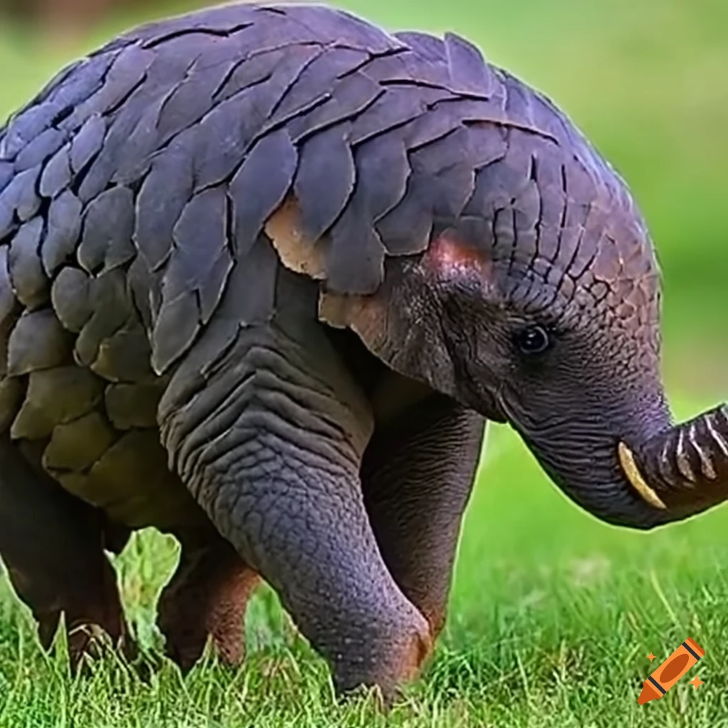 An imaginary elephant-pangolin hybrid monster on Craiyon