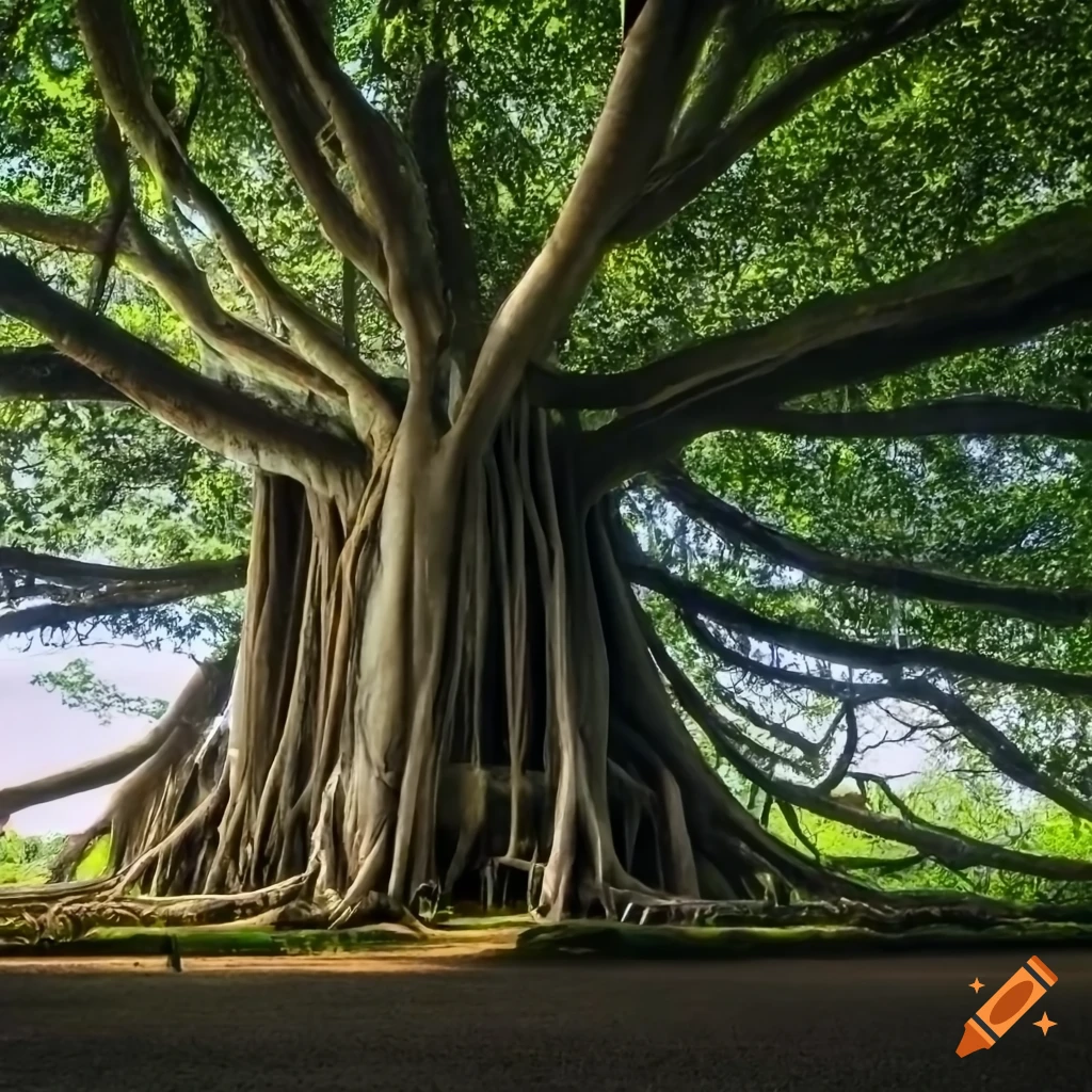 Big banyan tree in day light