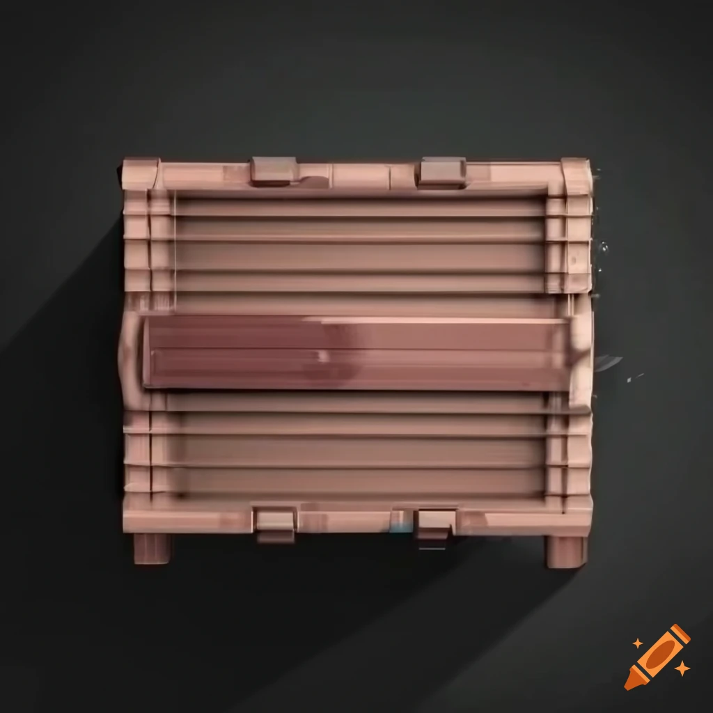 Top-down view of a closed crate, black background on Craiyon