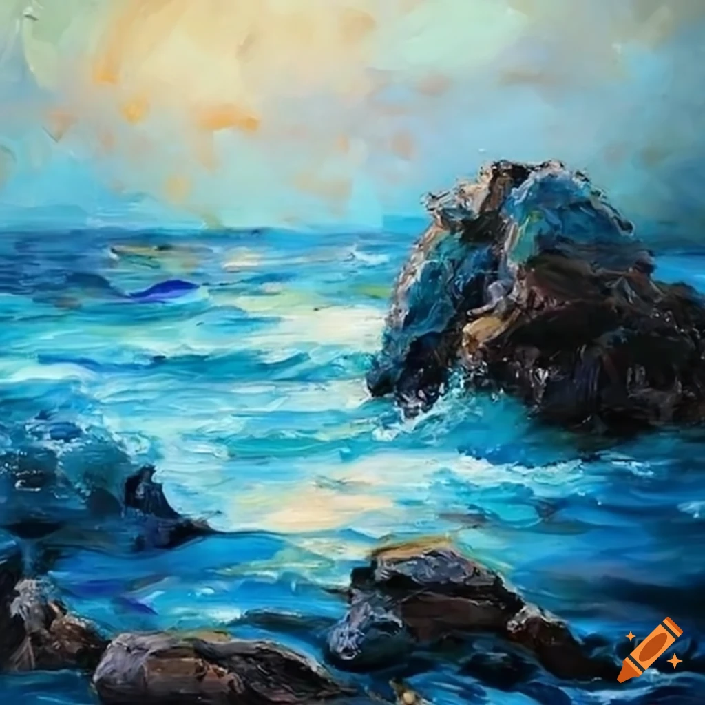 Impressionist_painting_of_ocean_waves_crashing_onto_rocky_shore on Craiyon