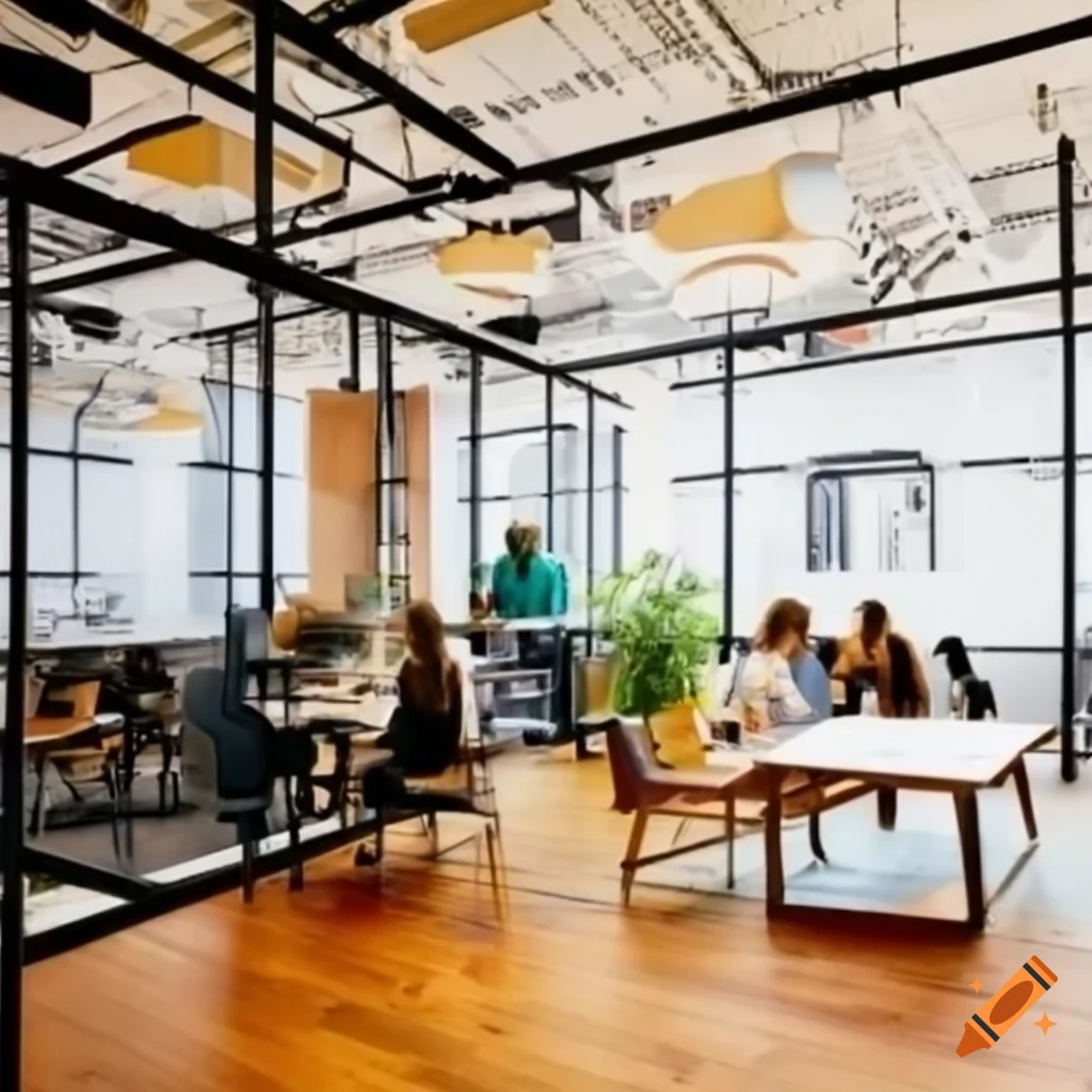 Draw me the plan of an innovative coworking space