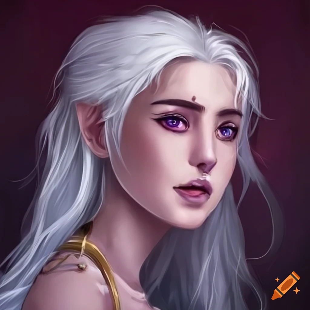 Valyrian girl with white hair and purple eyes