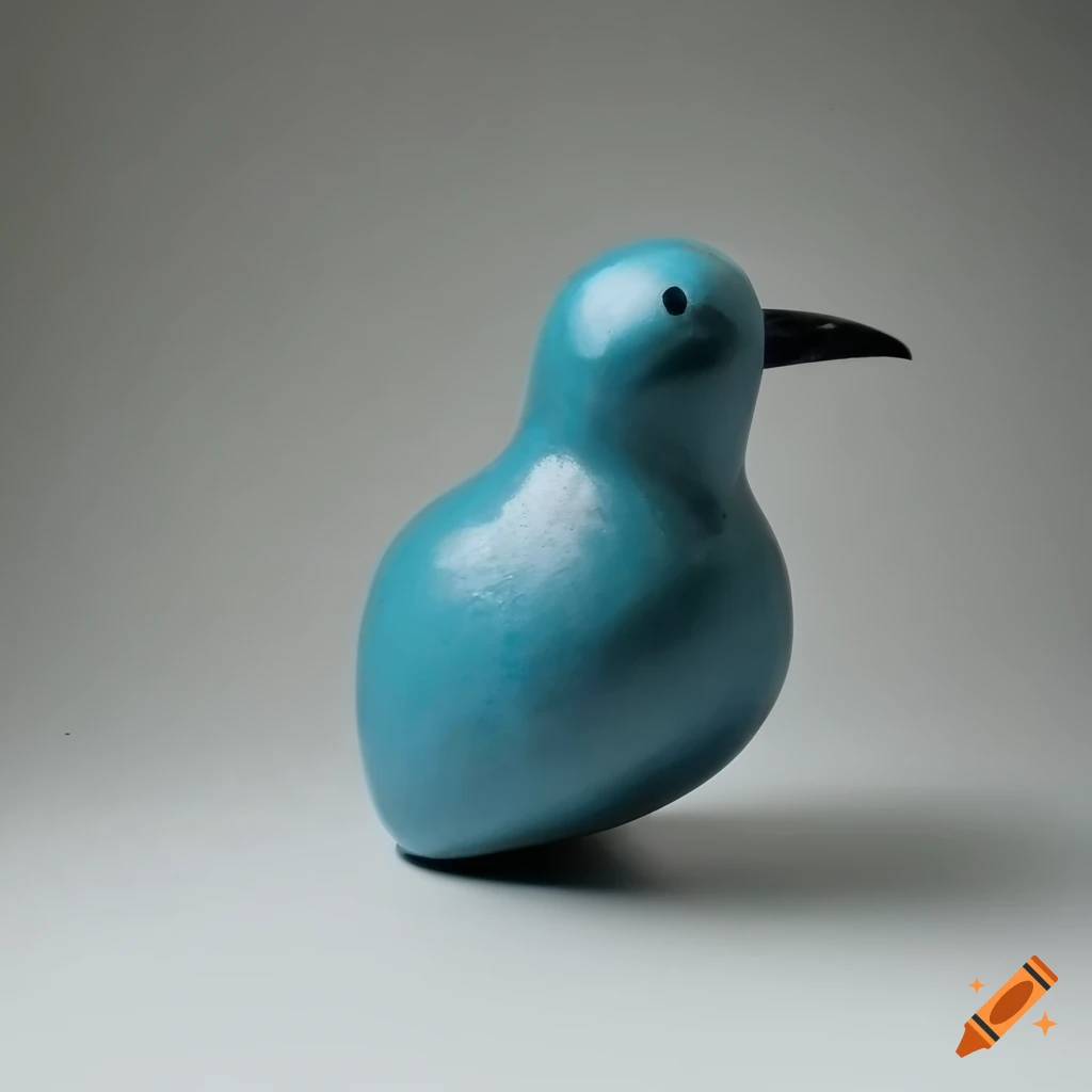 Modern ceramic bird head sculpture with fine details on Craiyon