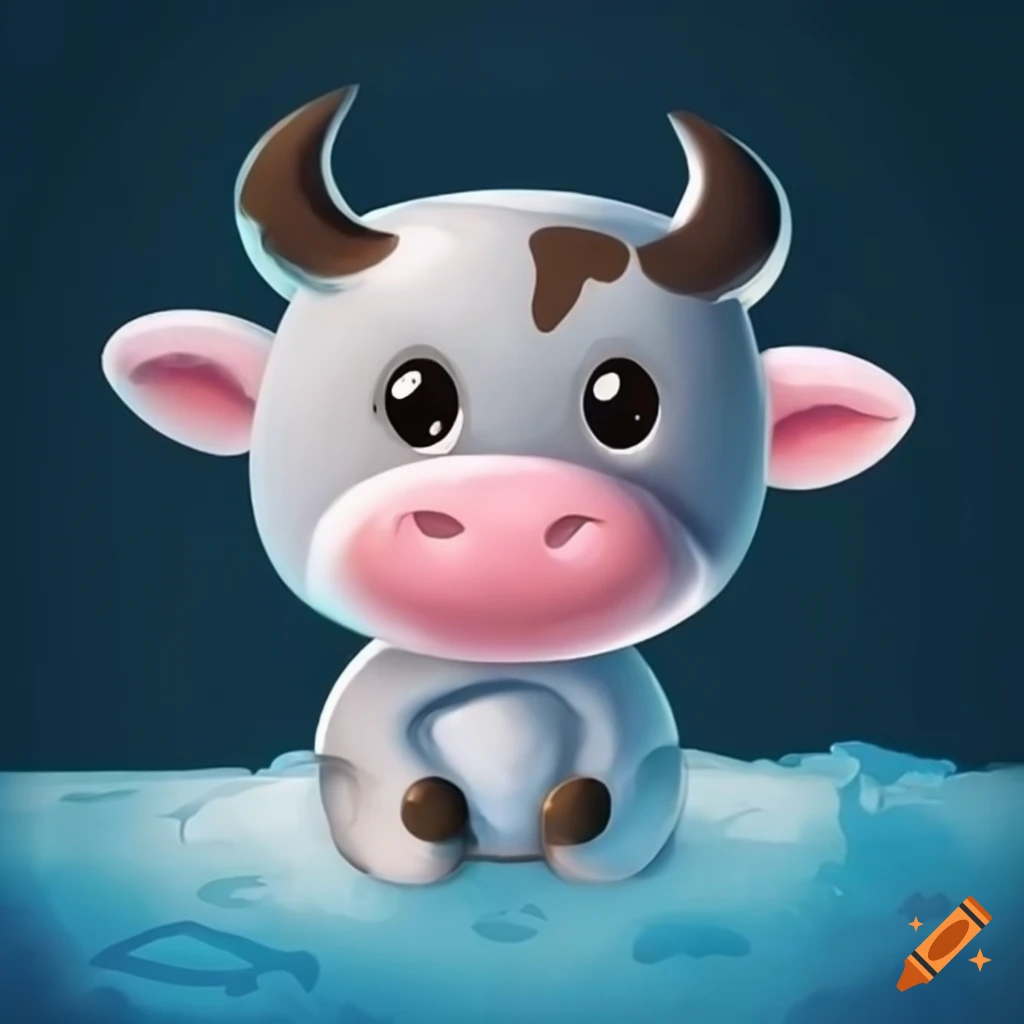 Cute cow on ice on Craiyon