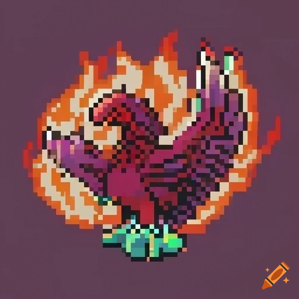 Scorching flame eagle pokemon, pixel art icon on Craiyon