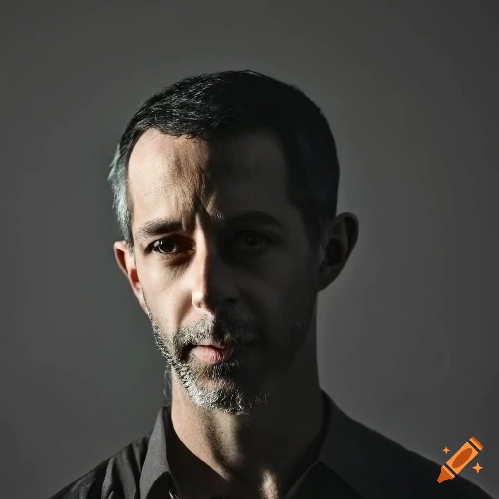 Actor jeremy strong posing with dark shadow and light