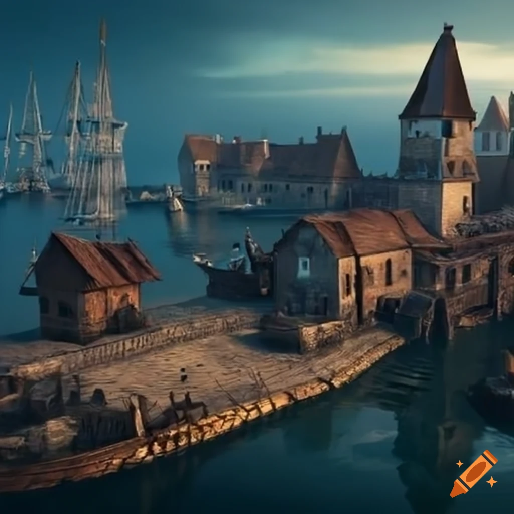 Rutkowski medieval harbour on Craiyon