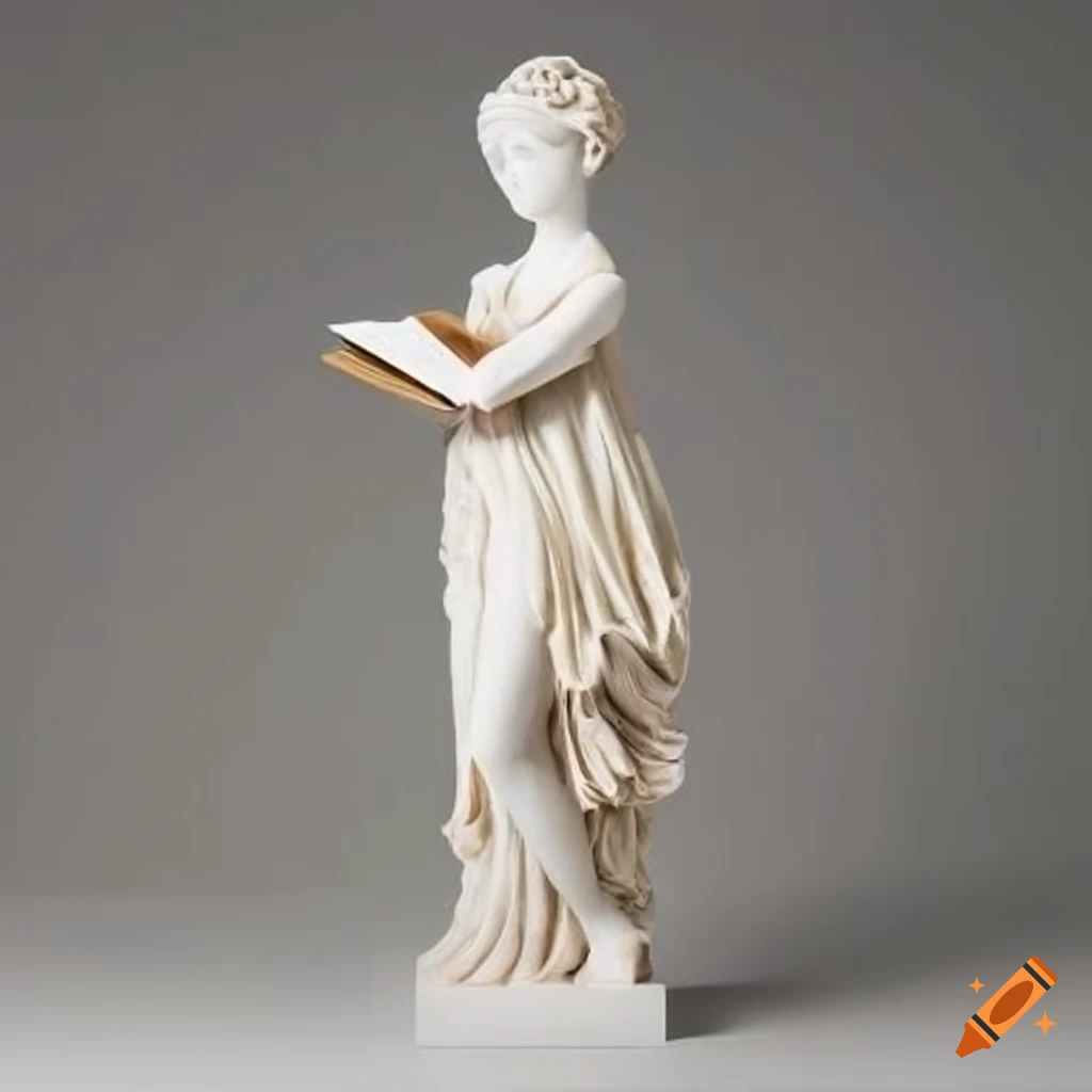 Marble statue of girl with a book