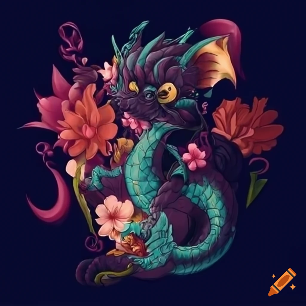 Dragon with flowers on Craiyon