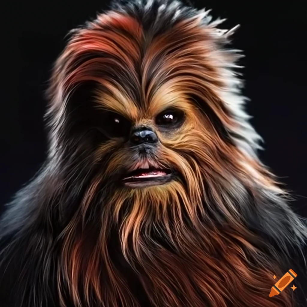 A star wars wookiee with black and red fur