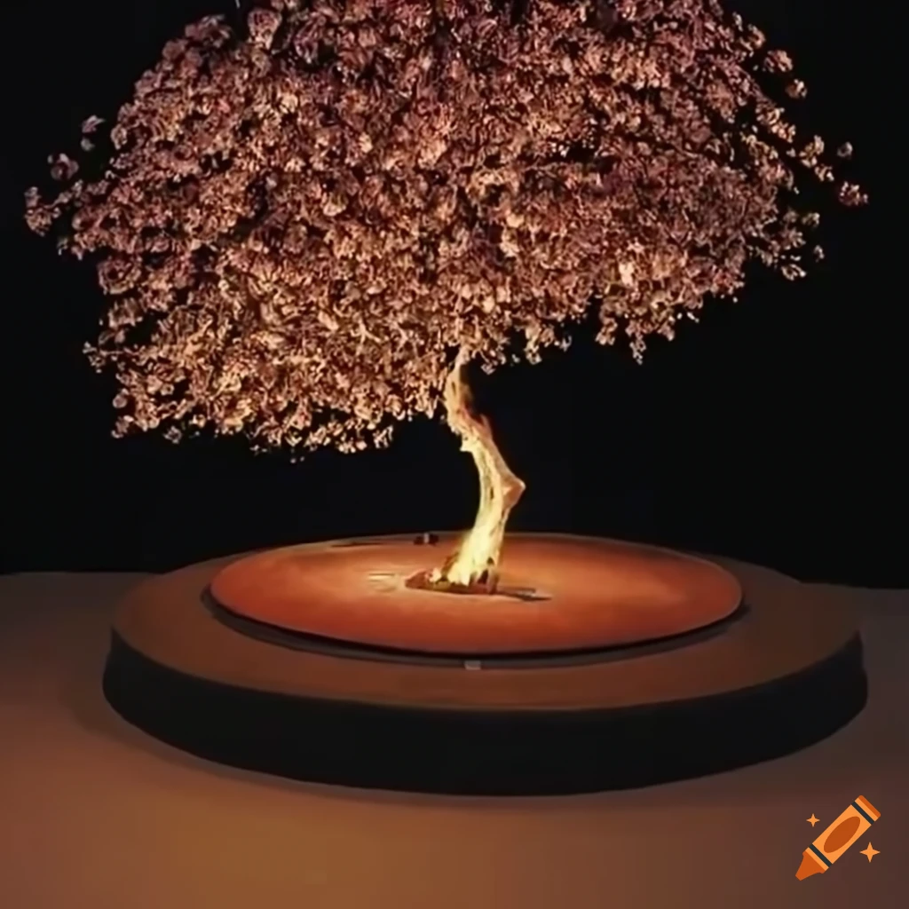 An indoor cherry blossom tree that tries to reach the skylight, while ...