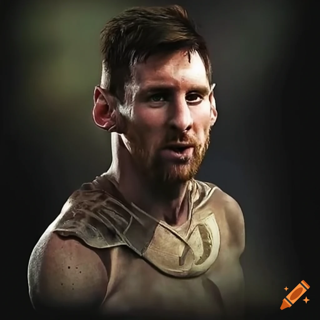 The soccer player lionel messi as an ancient spartan