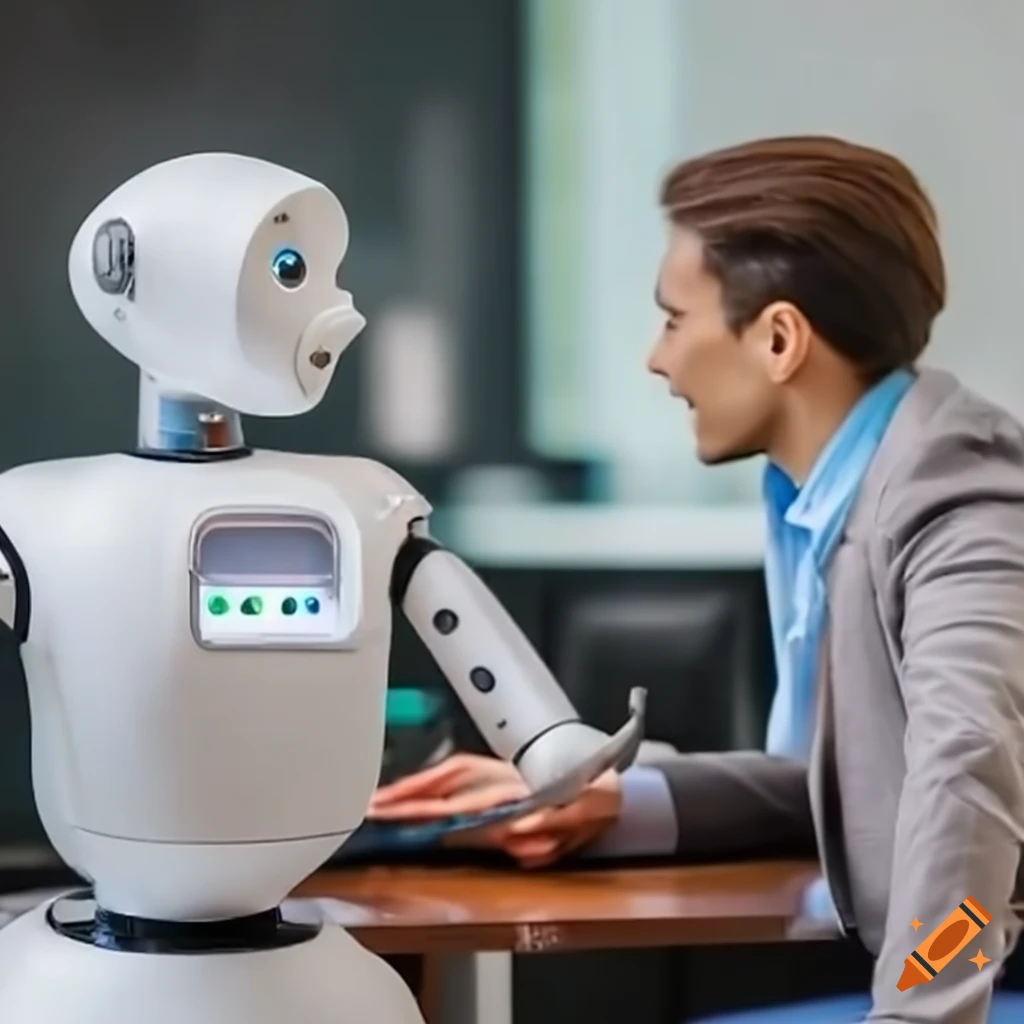 Business robots discussing in a meeting