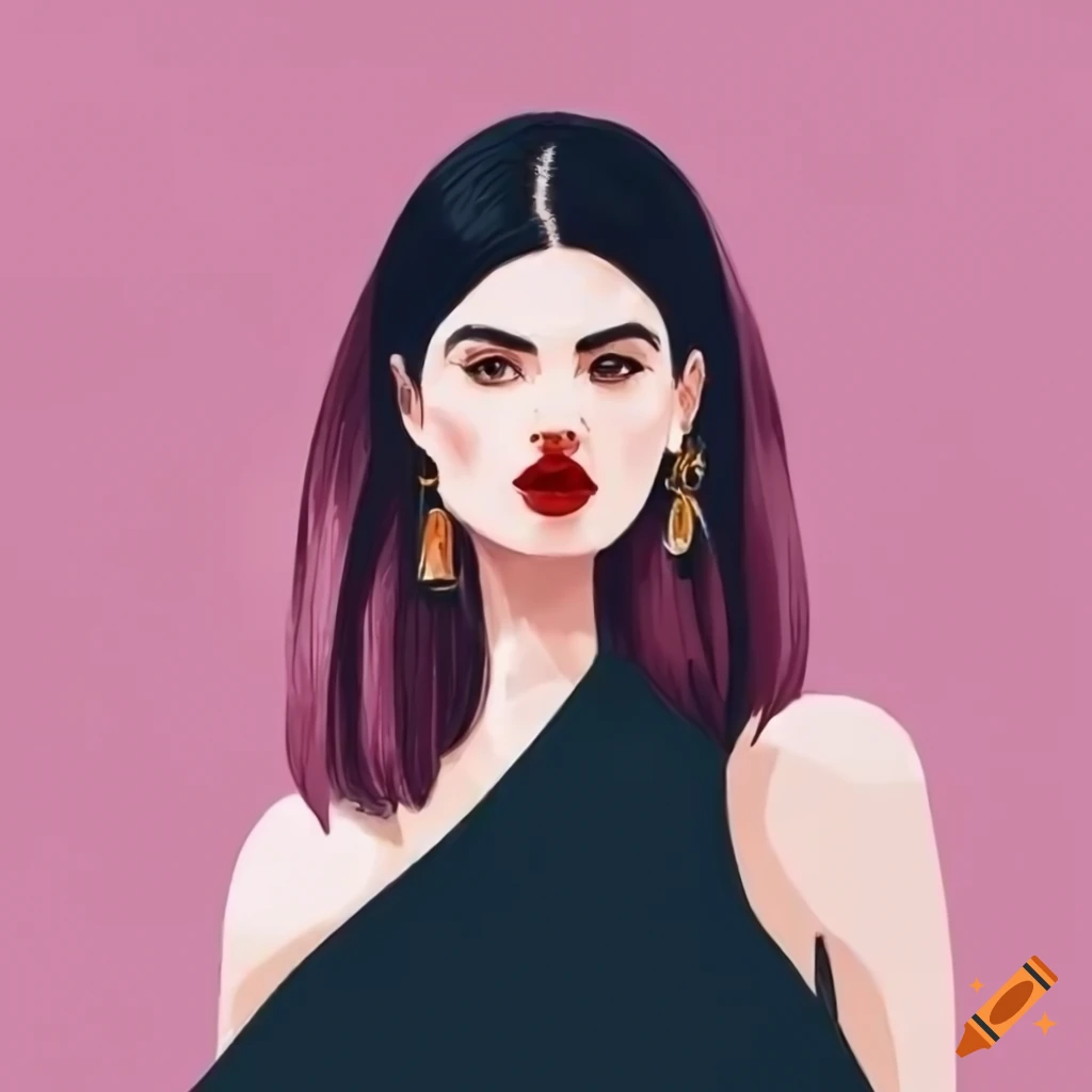 Monica Barbaro in a modern simple illustration style using the Pantone ...