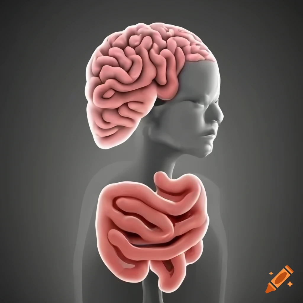 Brain and gut connection - scientific concept art on Craiyon