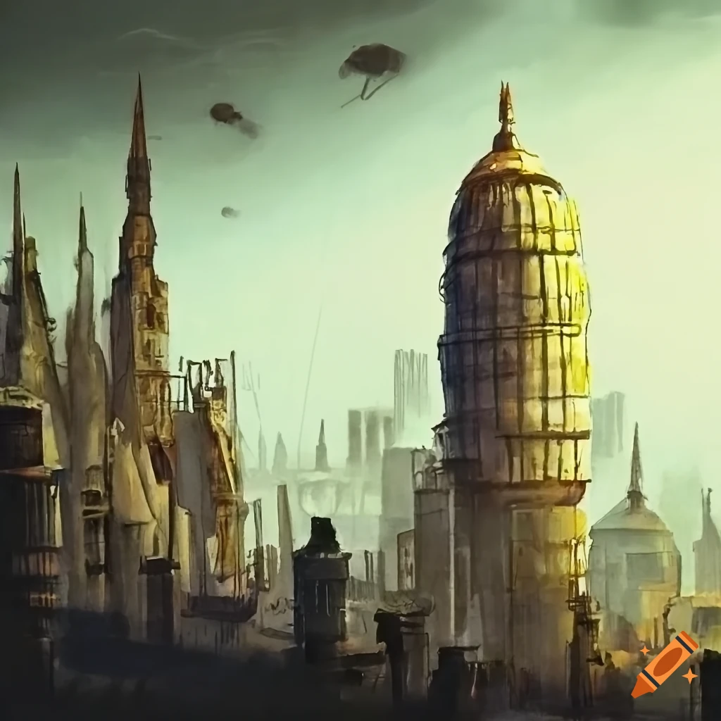 Dieselpunk cityscape